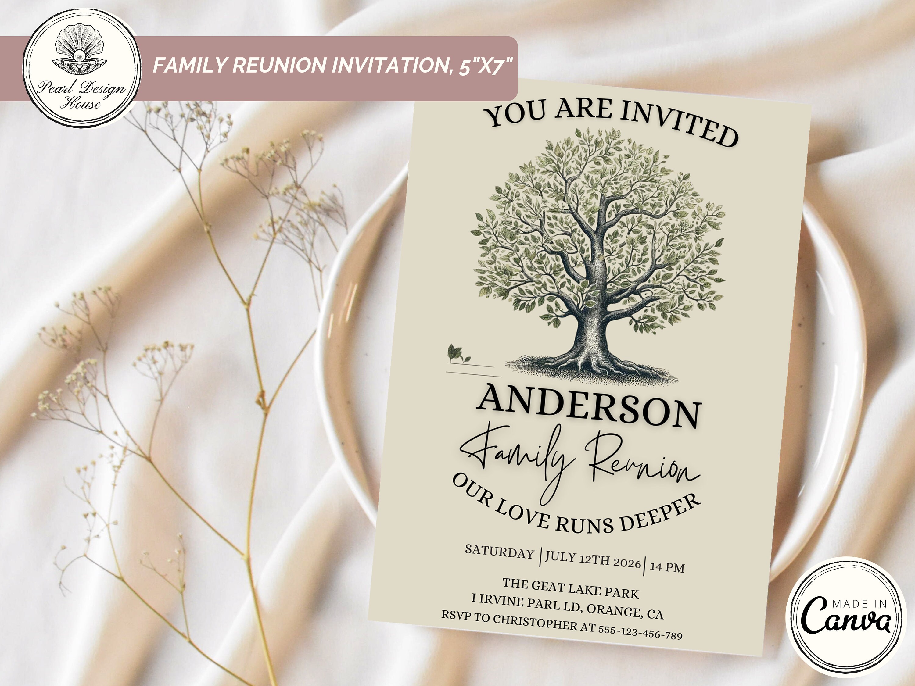 Family Reunion Flyer, Digital Family Reunion Invitation Template With ...