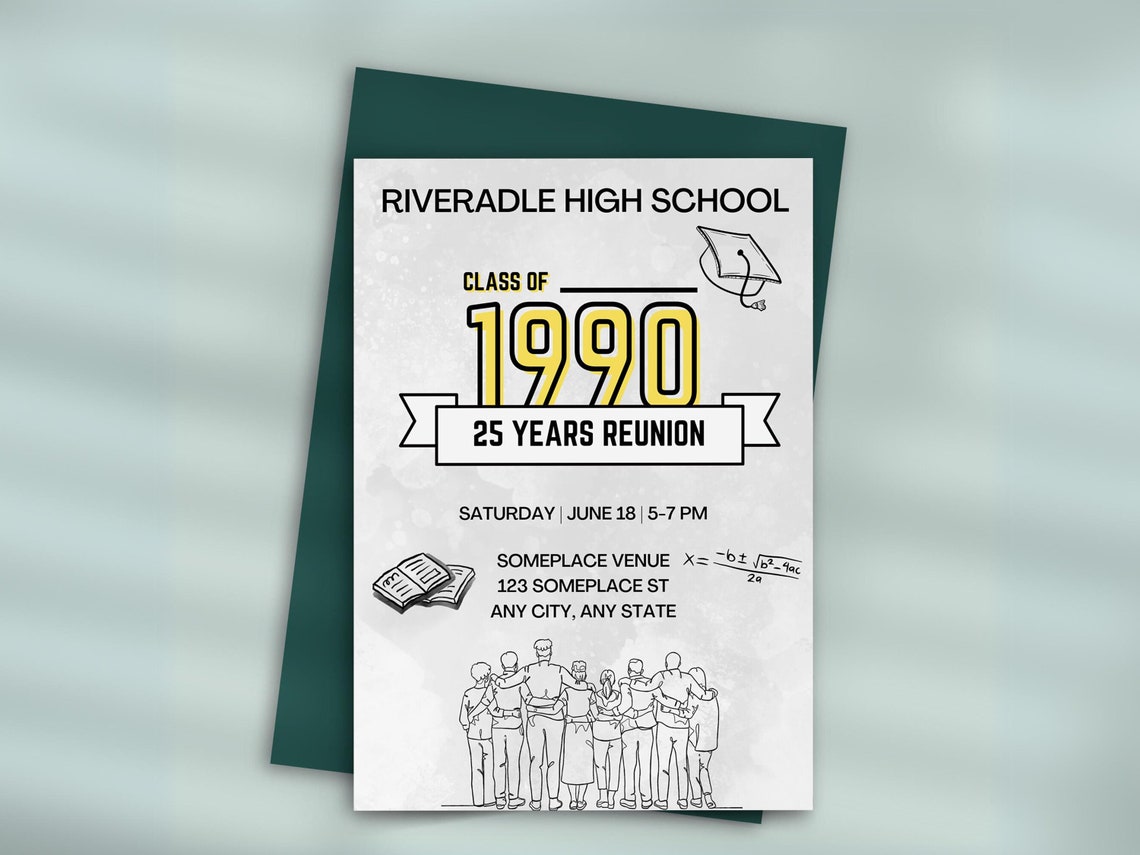 Class Reunion Invitation, Editable Class Reunion Invite Template ...