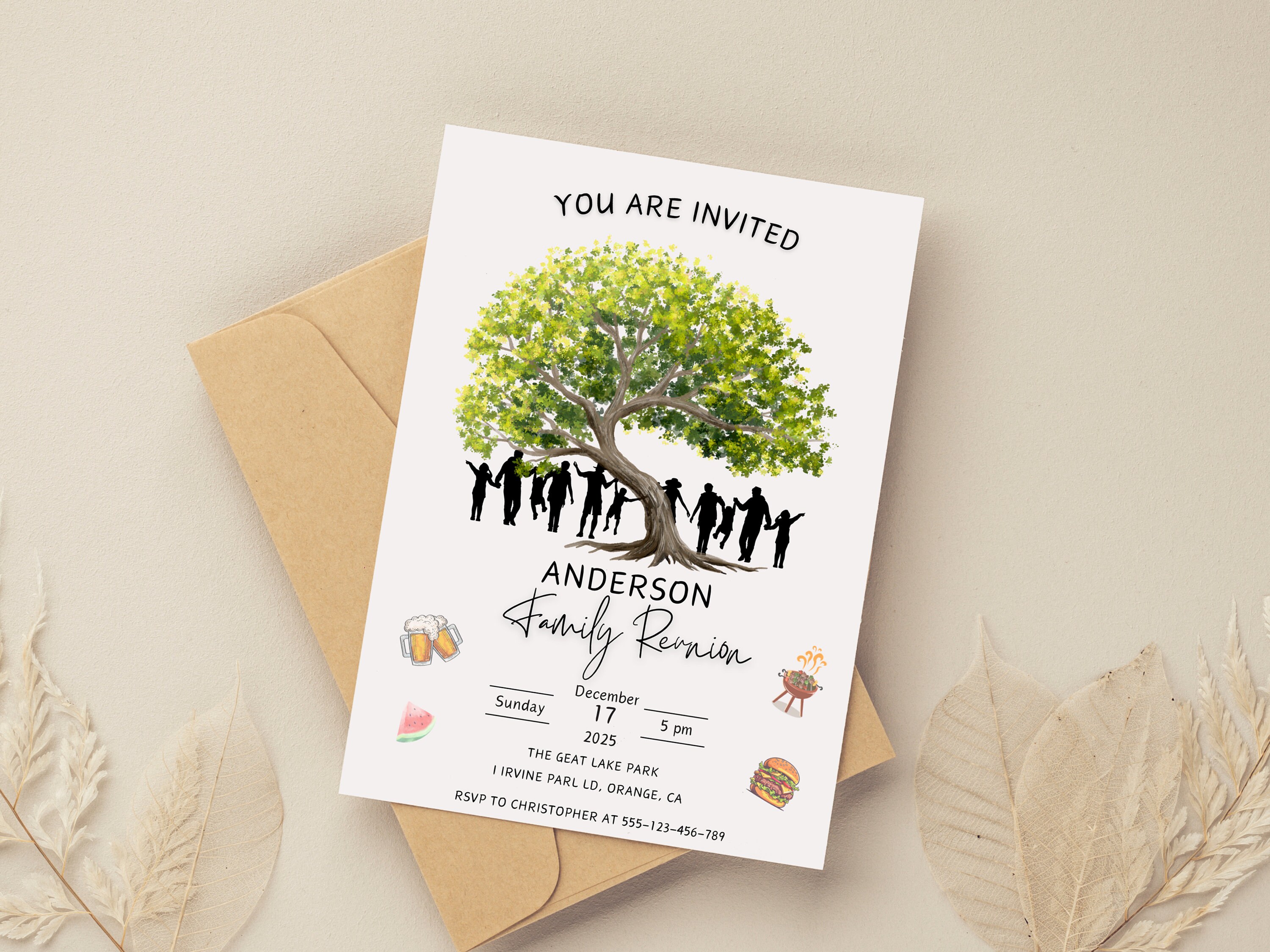 Family Reunion Invitation Template With Family Tree, Editable Family ...