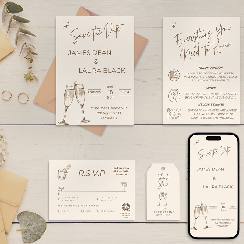 Champagne Invitation - Etsy