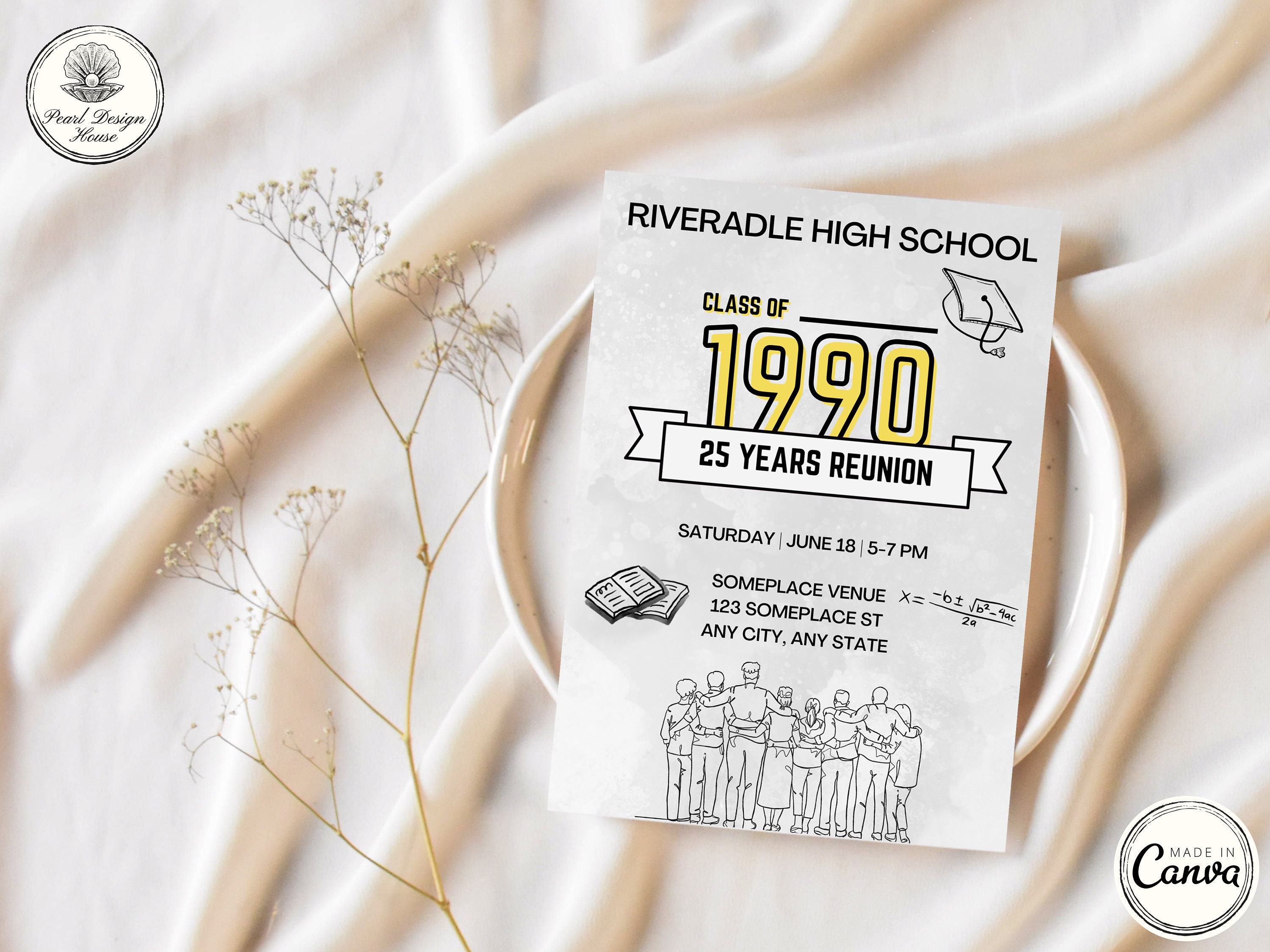 Class Reunion Invitation, Editable Class Reunion Invite Template ...