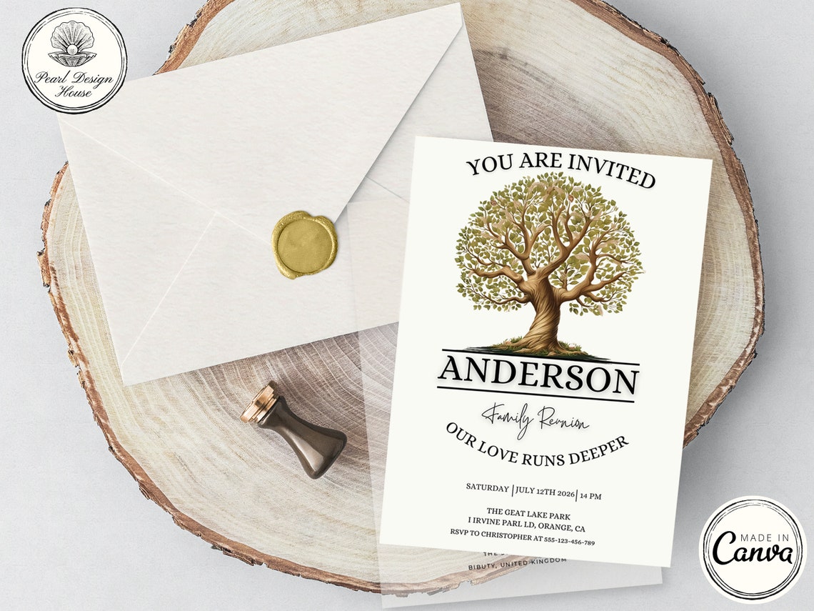 Tree Family Reunion Invitation Template, Editable Family Reunion Invite ...
