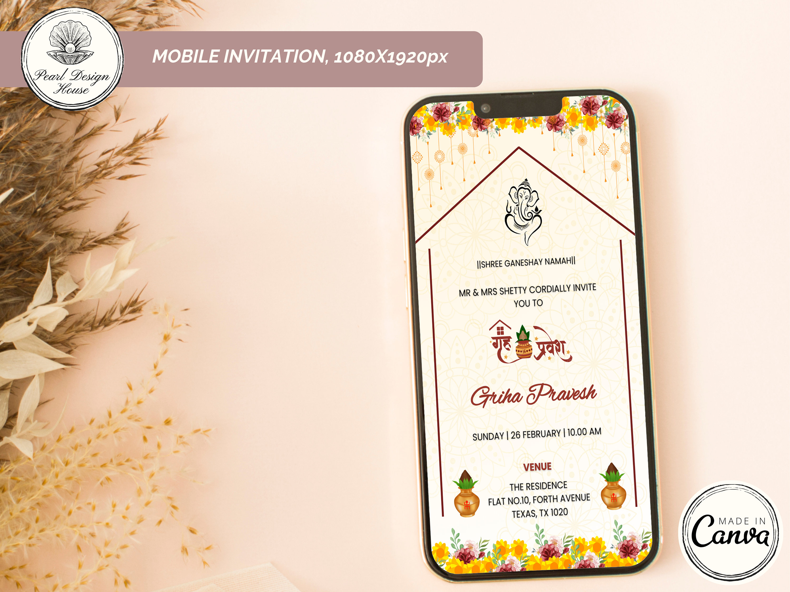 Indian Housewarming Invitation, Hindu House Warming Invite, Editable ...
