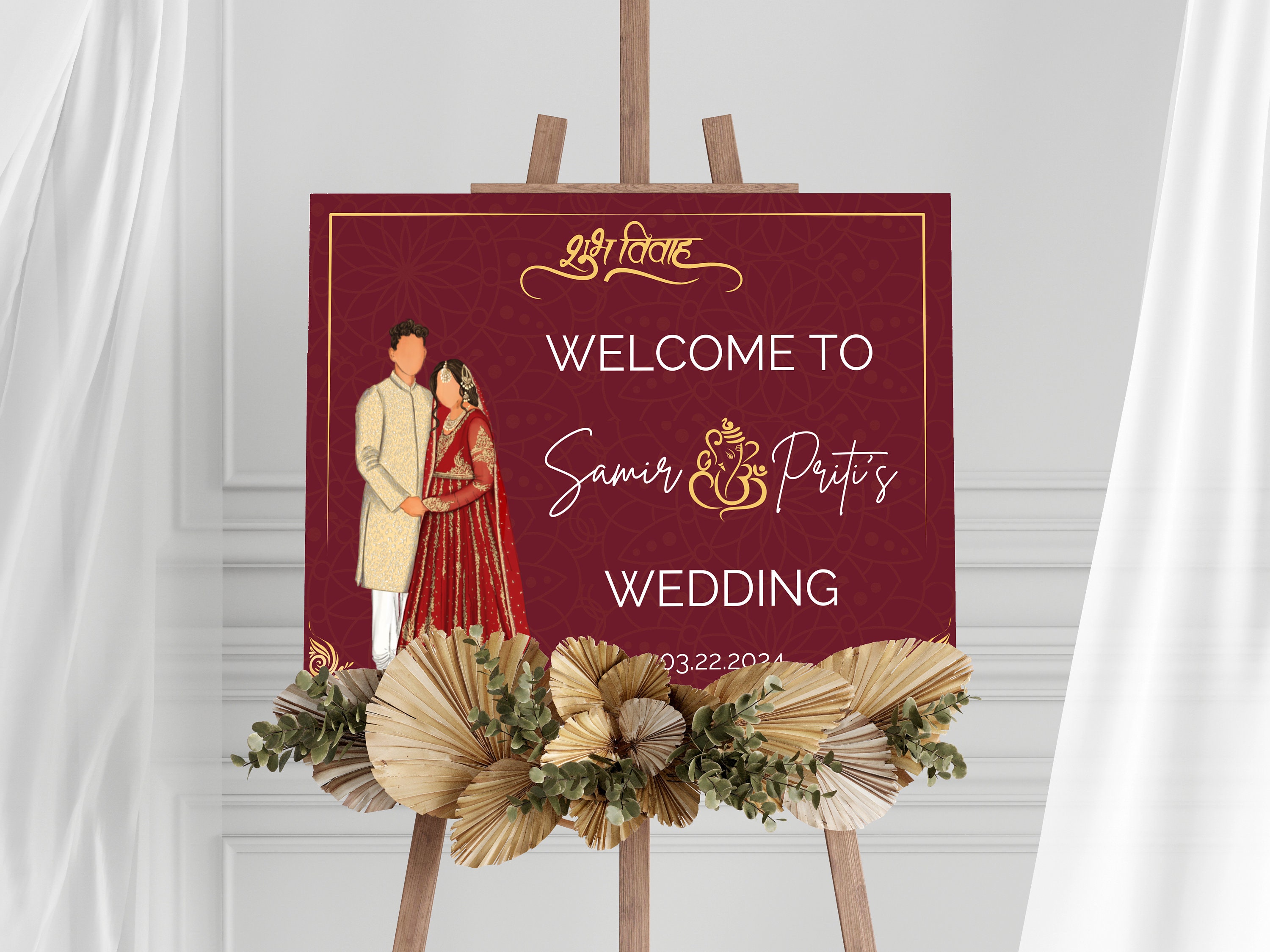 Nepali Wedding Welcome Sign, Hindu Marriage Welcome Board Template ...
