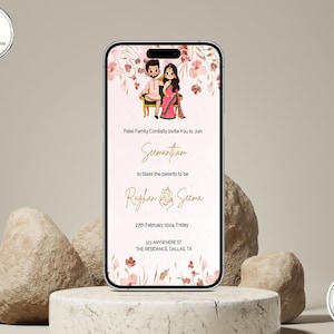 Pink Sreemantham Invite Digital Template, Editable Indian Baby Shower ...