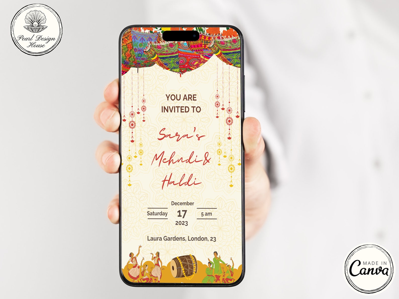 Mehndi Invitation Card, Mehendi Card Design for Ceremony, Editable ...