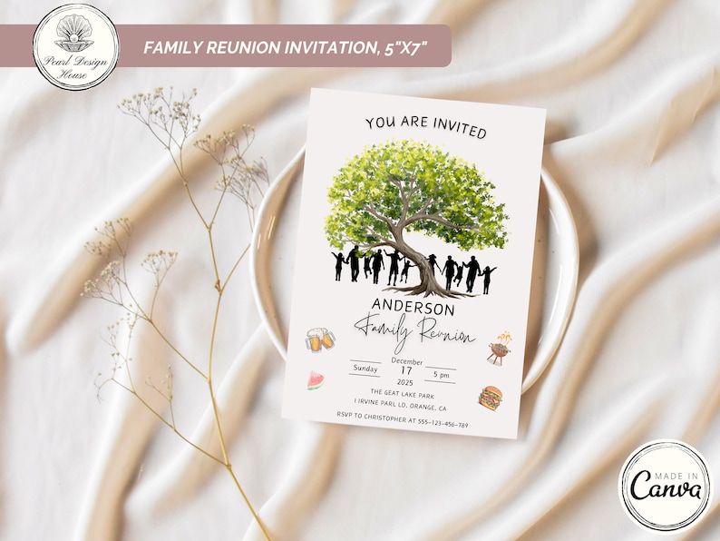 Family Reunion Invitation Template With Family Tree, Editable Family ...