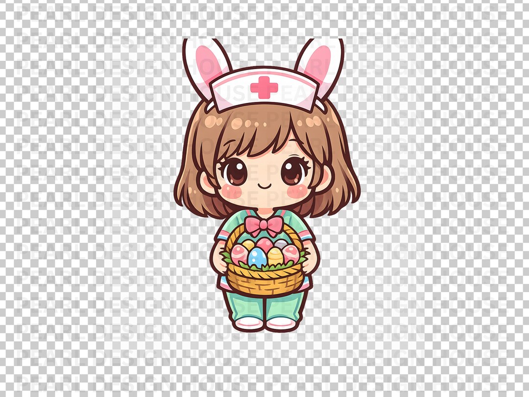 Kawaii Easter Nurse PNG, Cute Bunny Nurse Clipart, Chibi Nurse PNG File ...