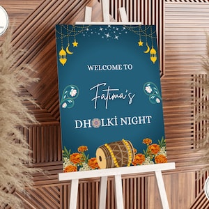 Dholki Sign, Dholki Welcome Sign, Printable Dholki Night Sign for ...