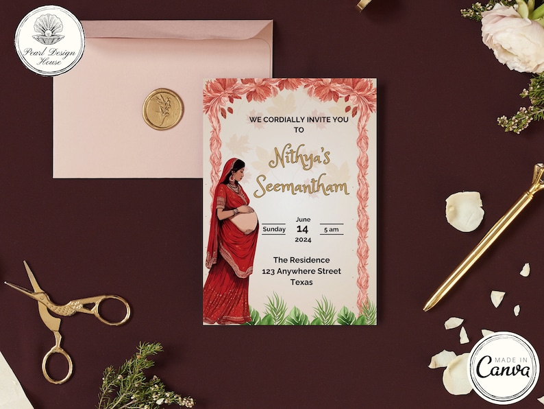 Seemantham Digital Invite, Sreemantham Invitation Template, Valaikappu ...