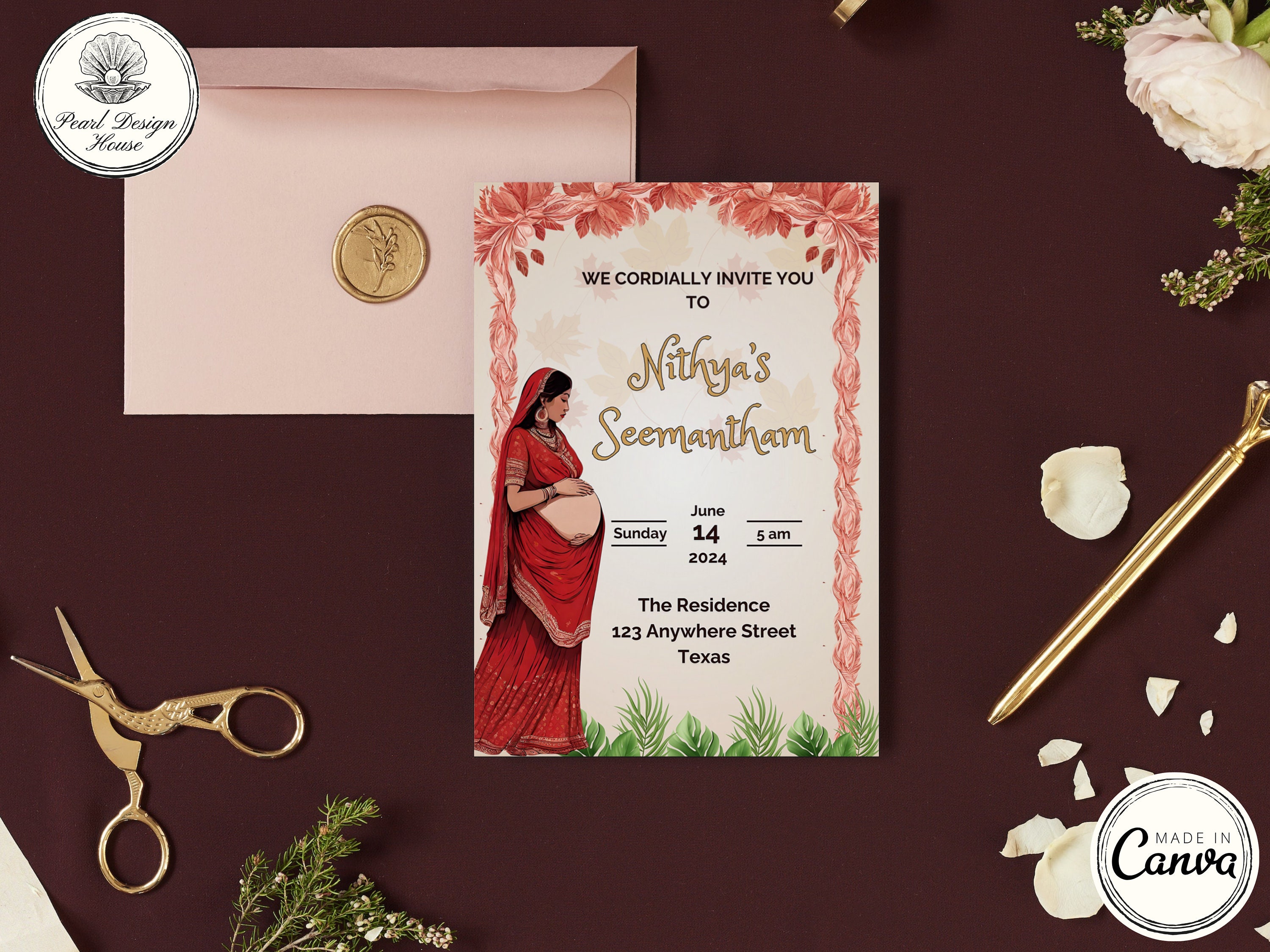 Seemantham Digital Invite, Sreemantham Invitation Template, Valaikappu ...