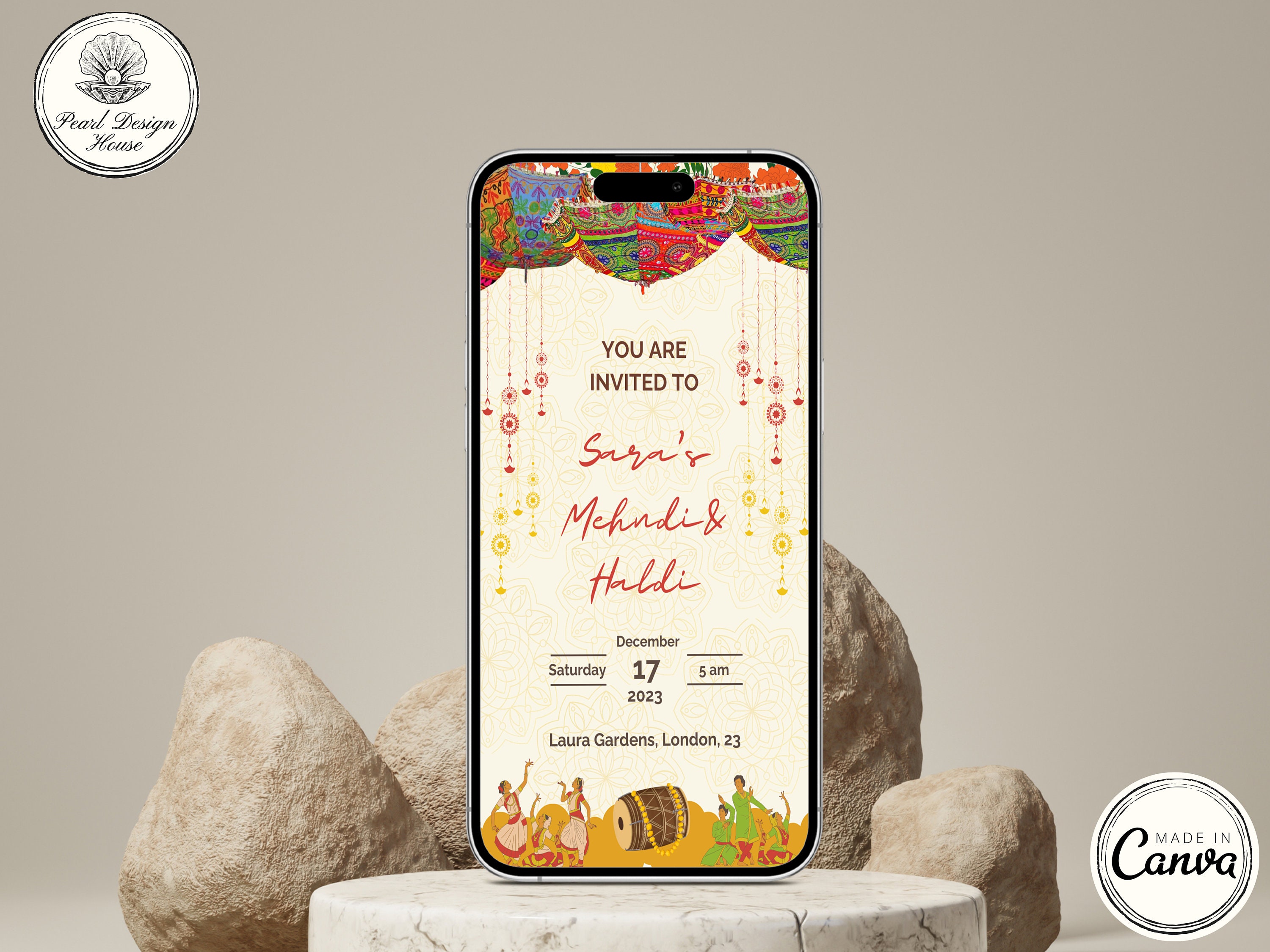 Mehndi Invitation Card, Mehendi Card Design for Ceremony, Editable ...