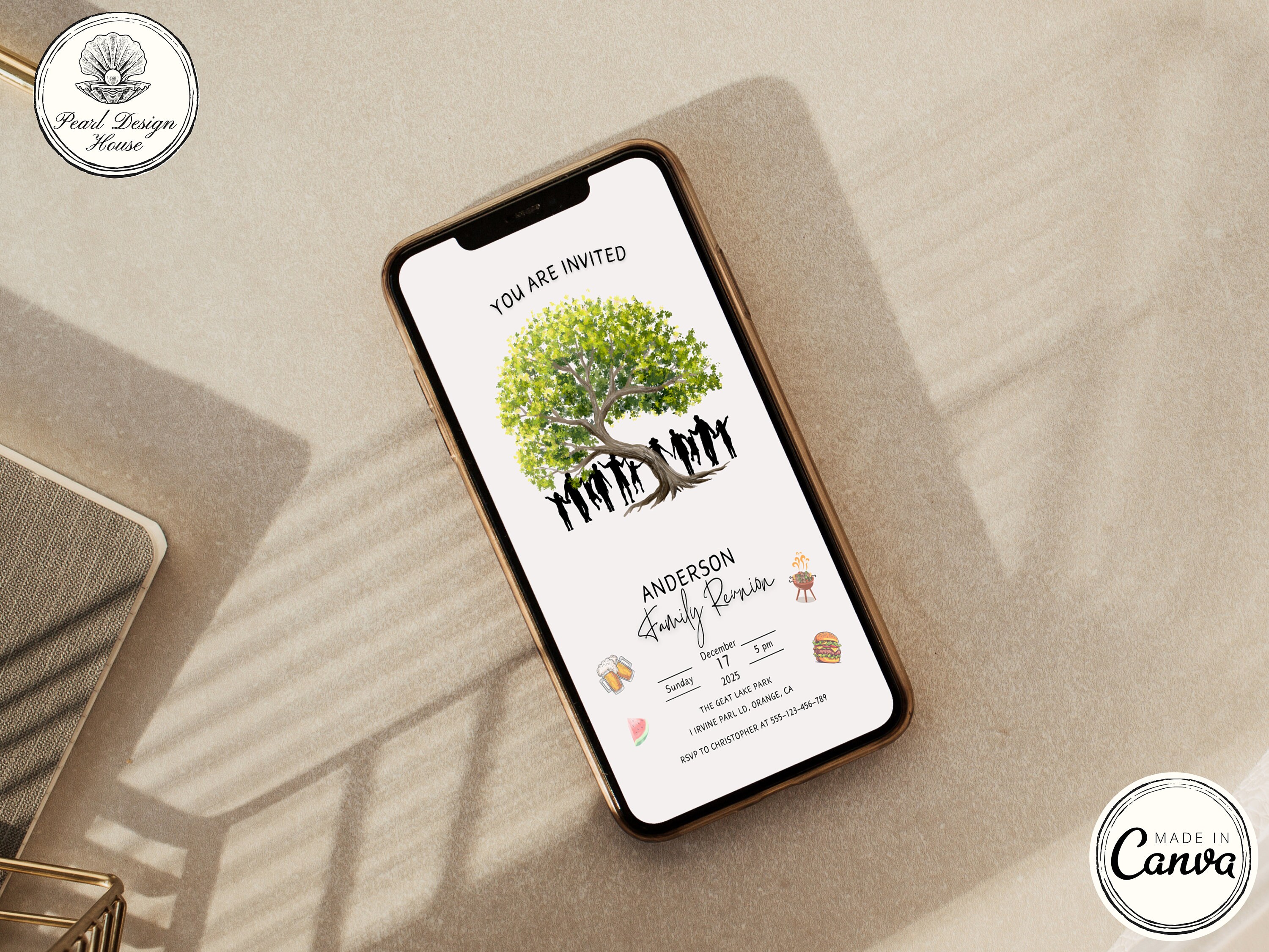 Family Reunion Invitation Template With Family Tree, Editable Family ...