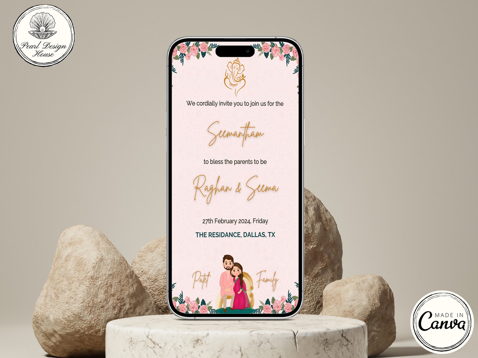 Seemantham Invitation Template, Editable Indian Baby Shower Invite ...