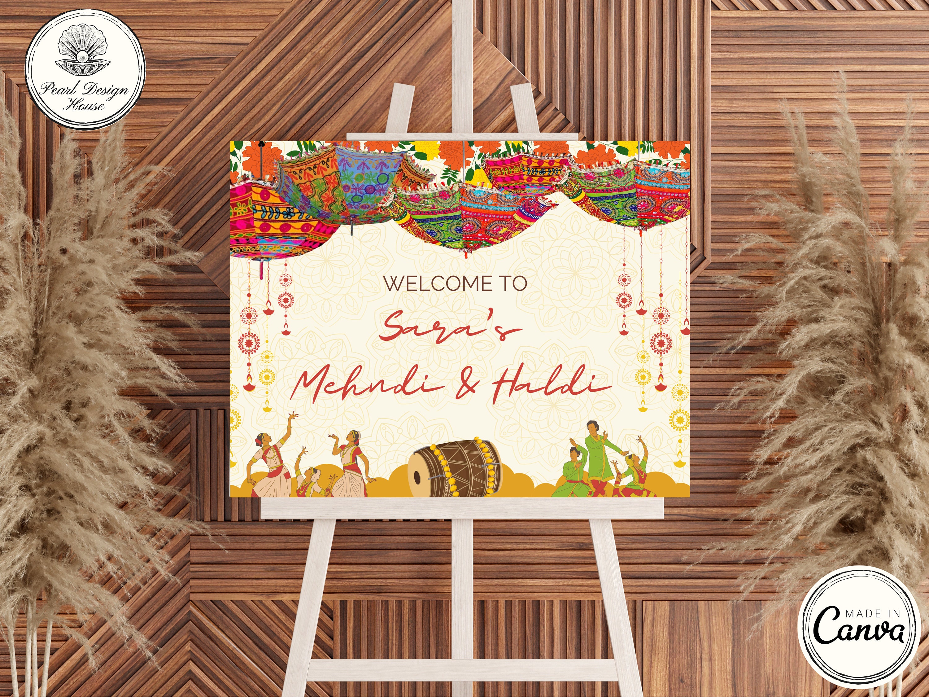 Mehndi Welcome Sign, Sangeet & Mehendi Ceremony Welcome Board With ...