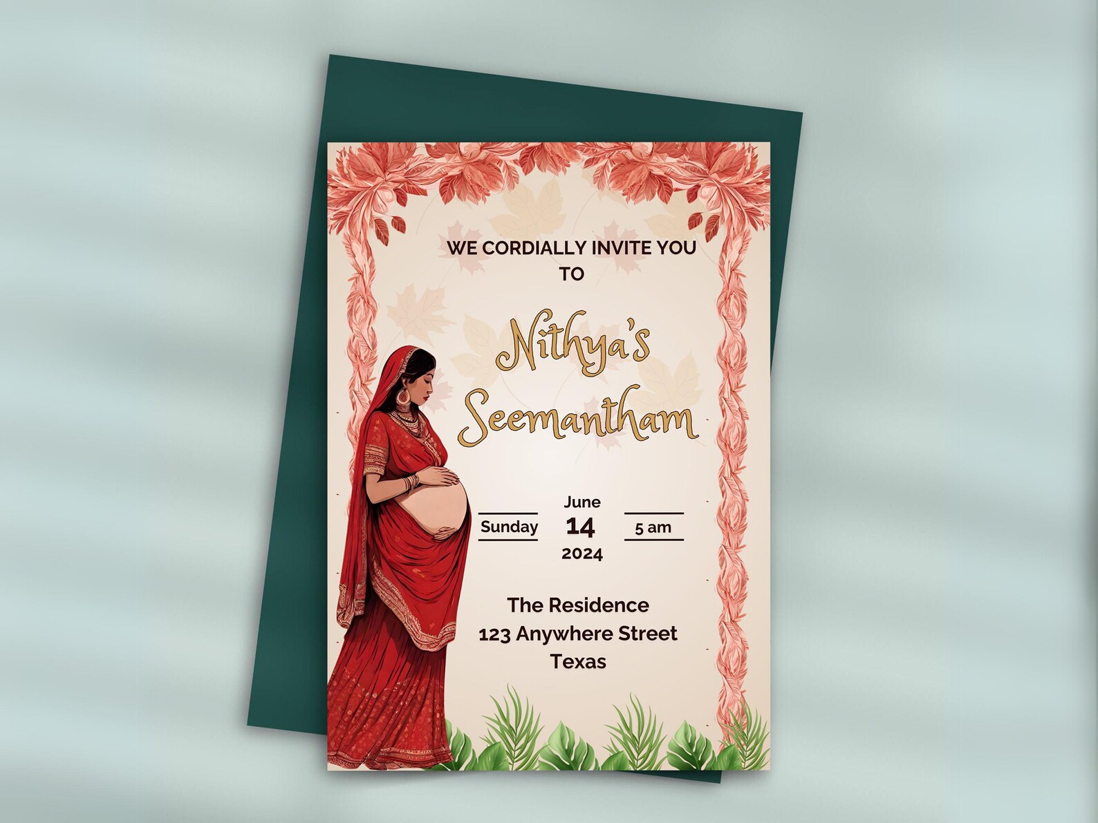 Seemantham Digital Invite, Sreemantham Invitation Template, Valaikappu ...