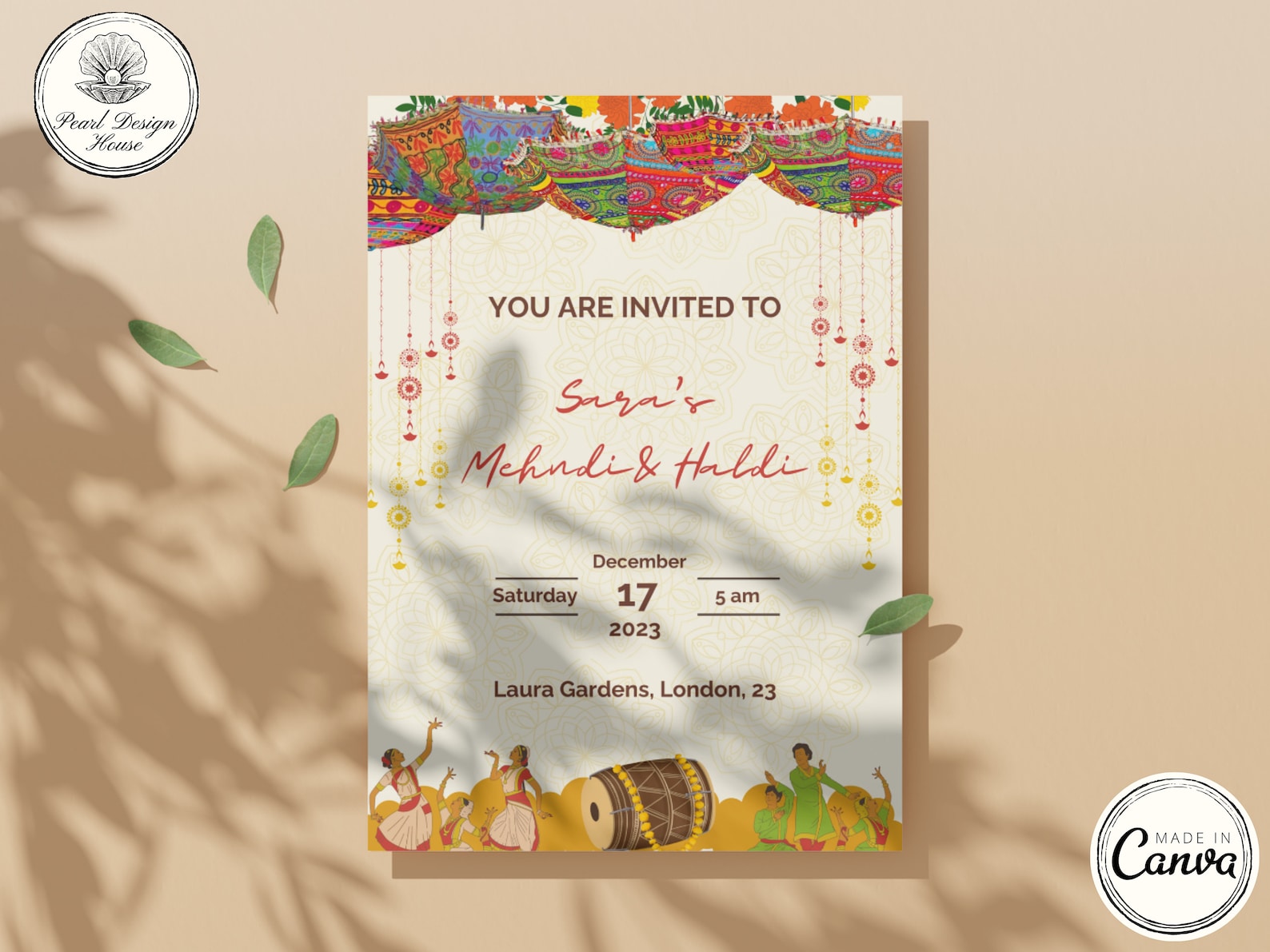 Mehndi Invitation Card, Mehendi Card Design for Ceremony, Editable ...