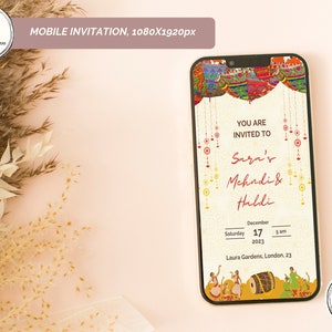 Mehndi Invitation Card, Mehendi Card Design for Ceremony, Editable ...