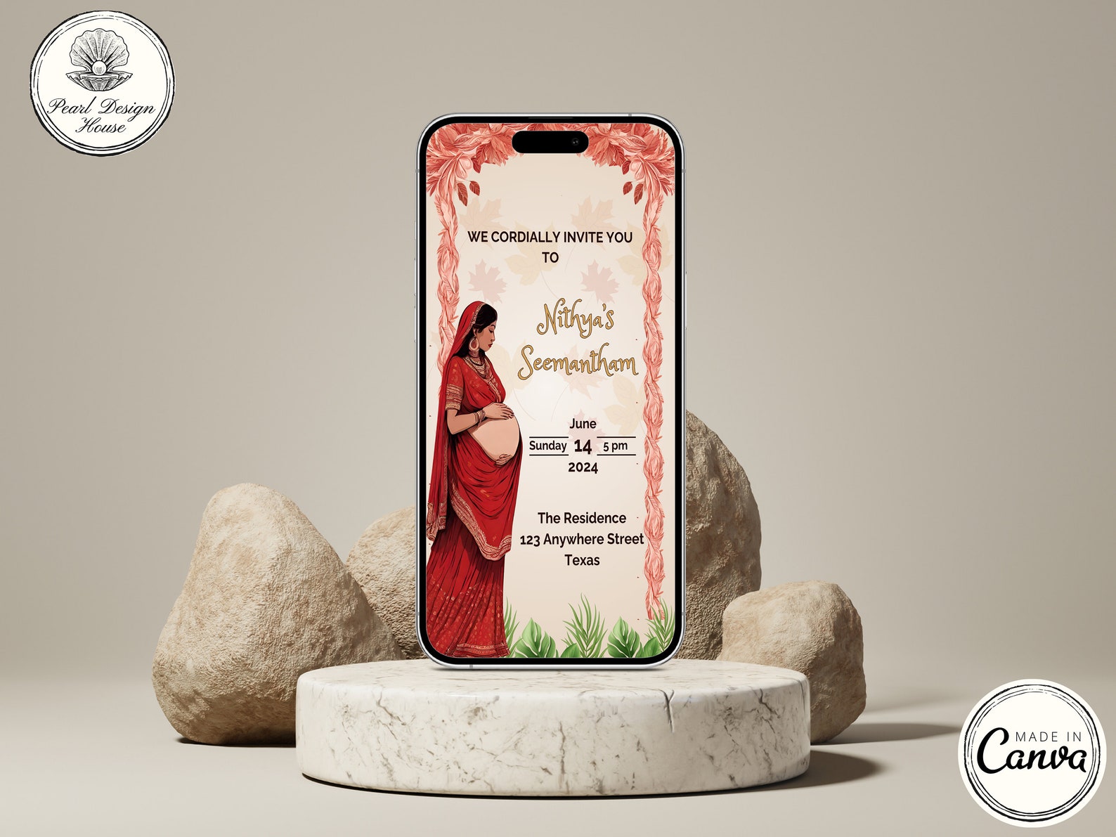 Seemantham Digital Invite, Sreemantham Invitation Template, Valaikappu ...