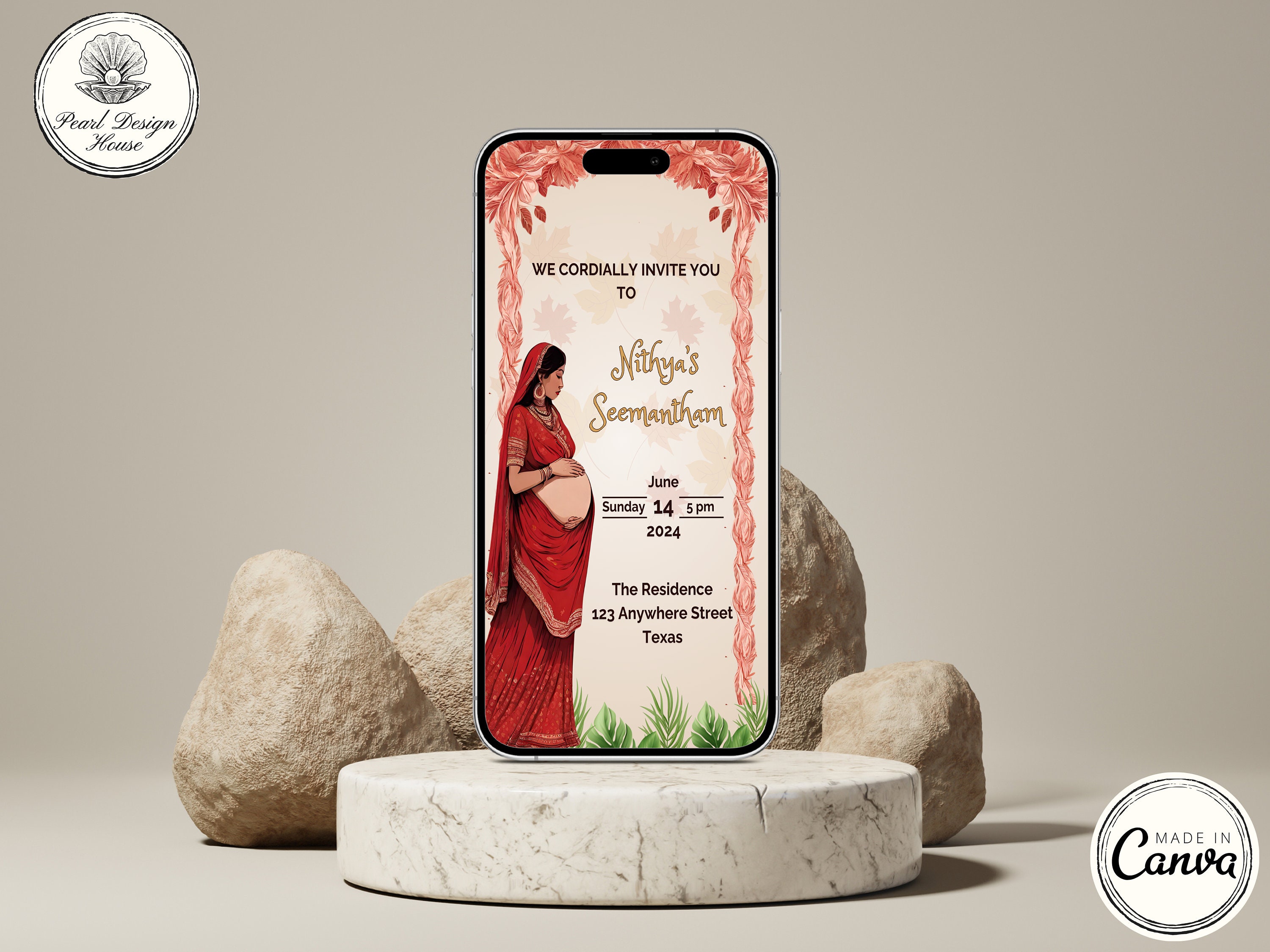 Seemantham Digital Invite, Sreemantham Invitation Template, Valaikappu ...