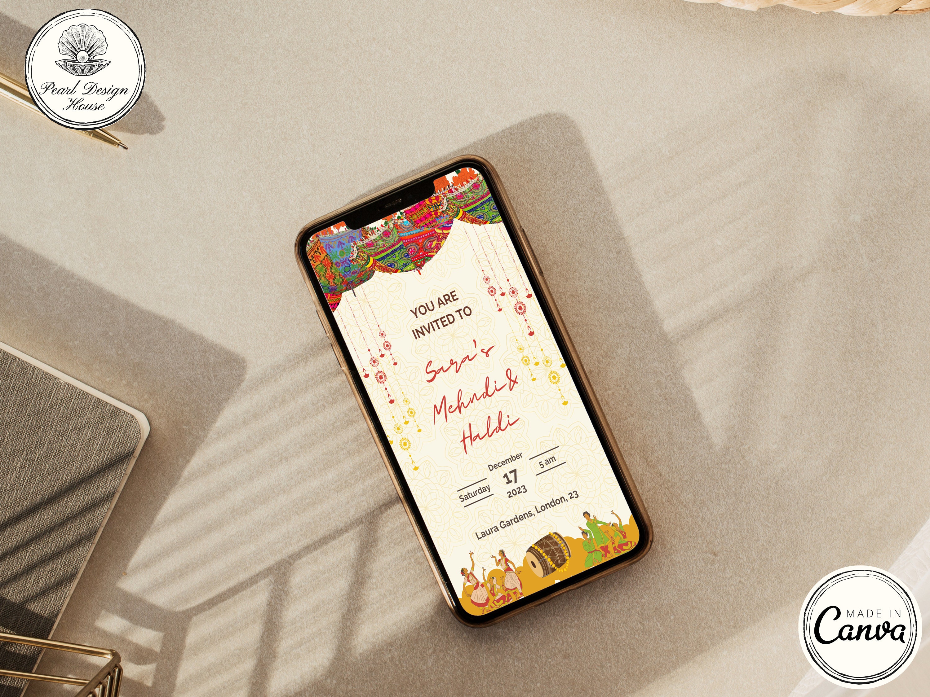 Mehndi Invitation Card, Mehendi Card Design for Ceremony, Editable ...