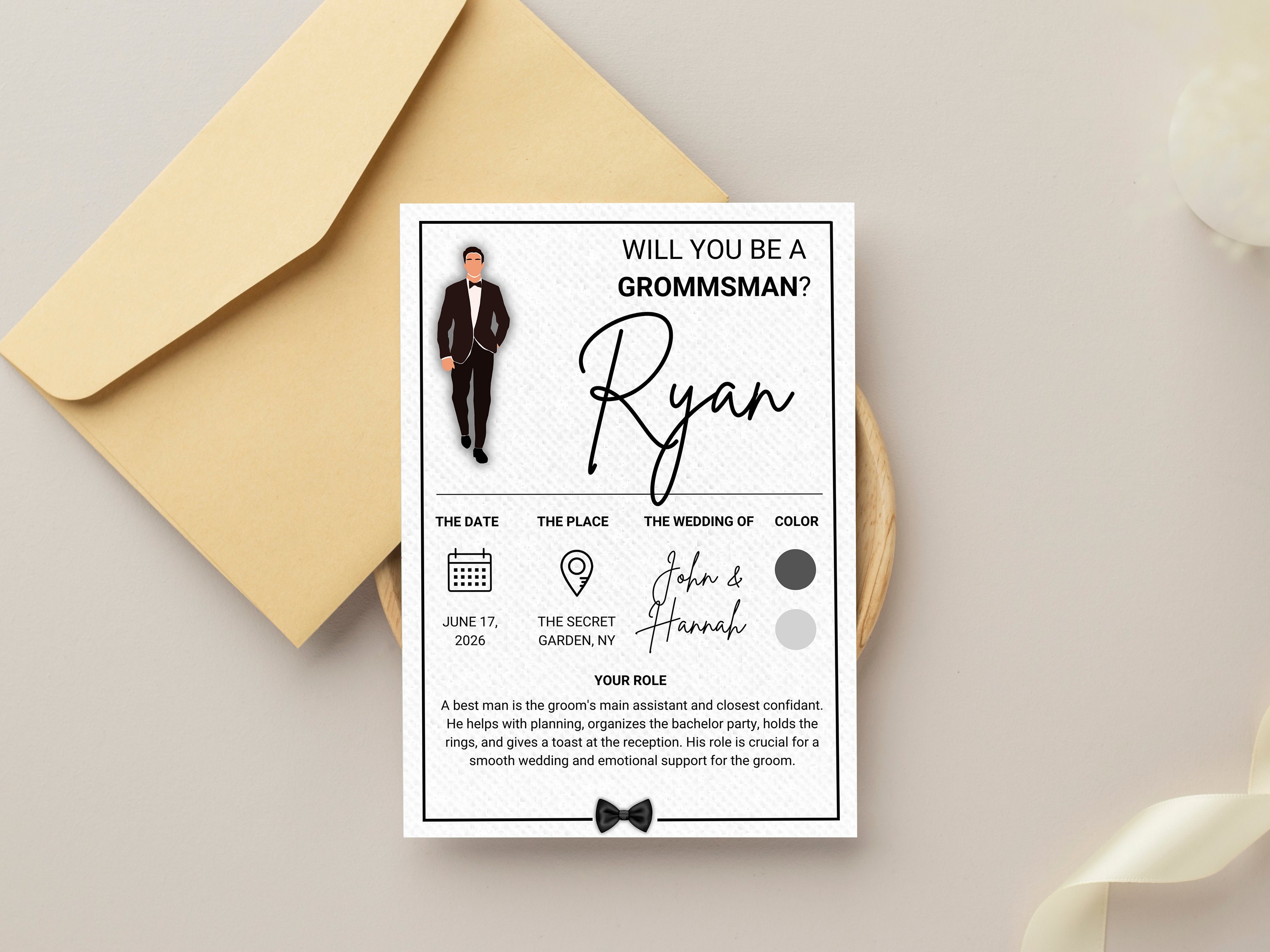 Groomsmen Proposal Card Template, Groomsmen Info Card, Best Man ...