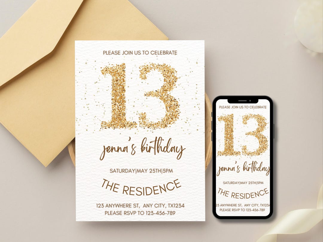 13th Birthday Invitation, 13th Birthday Invitation Template for Girl ...