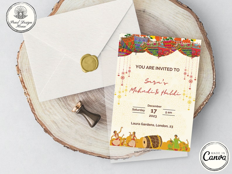 Mehndi Invitation Card, Mehendi Card Design for Ceremony, Editable ...