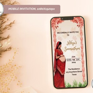 Seemantham Digital Invite, Sreemantham Invitation Template, Valaikappu ...