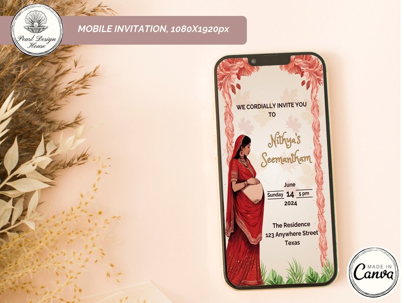 Seemantham Digital Invite, Sreemantham Invitation Template, Valaikappu ...
