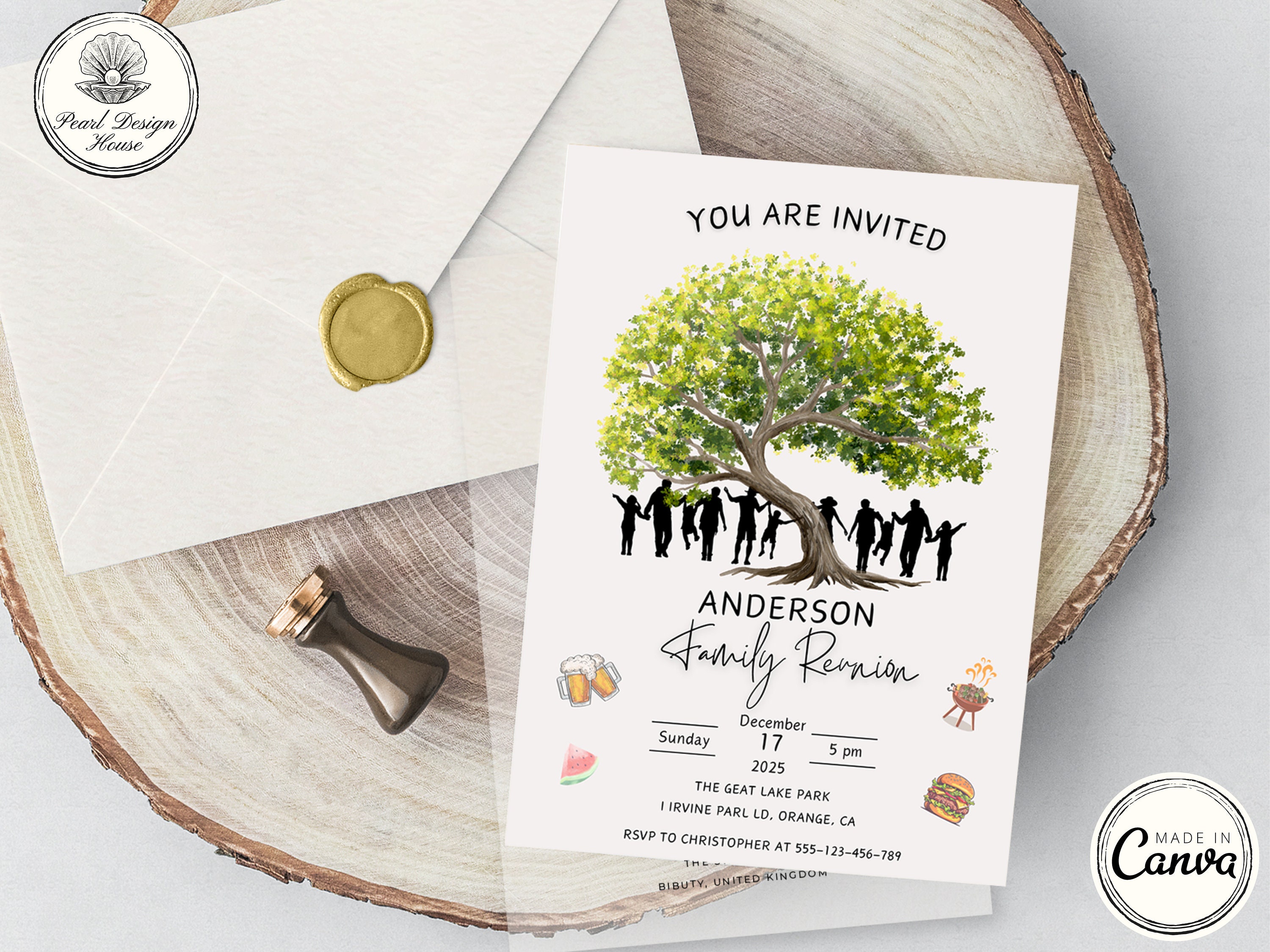 Family Reunion Invitation Template With Family Tree, Editable Family ...