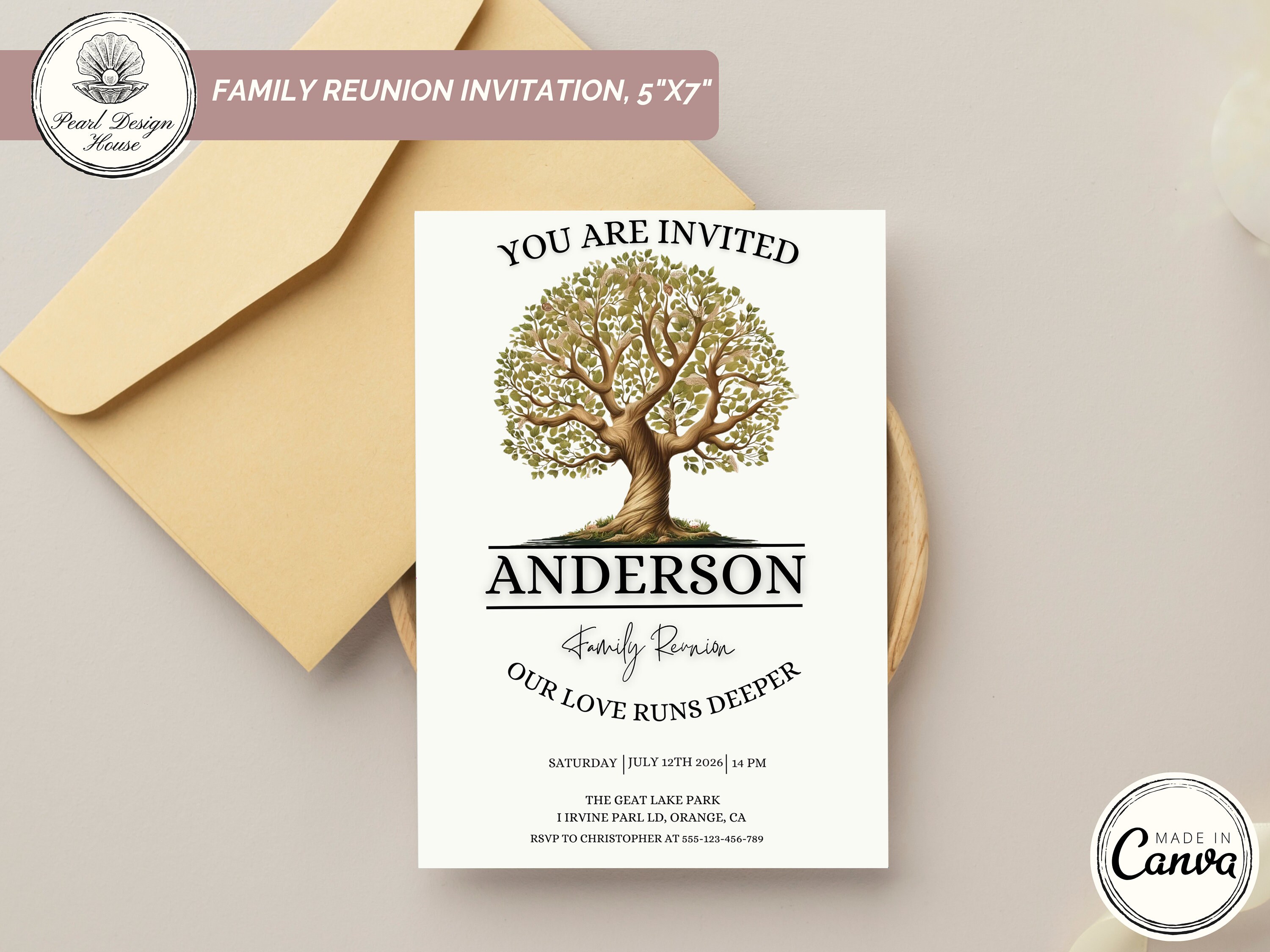 Family Reunion Invitation Flyer Template With Tree, Editable Family ...