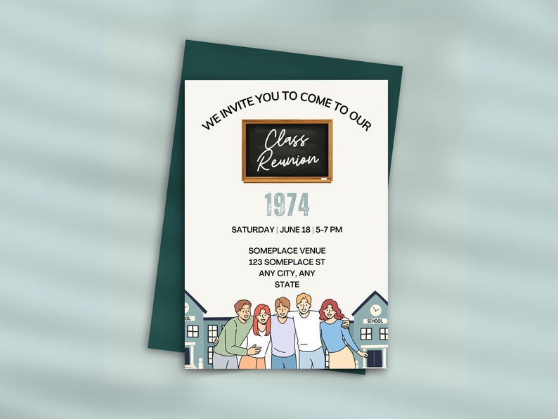 Class Reunion Invitation, Editable Class Reunion Invite Template ...