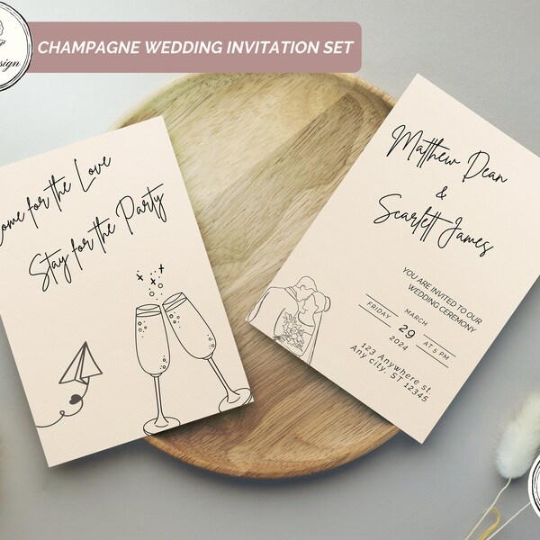 Champagne Invitation - Etsy
