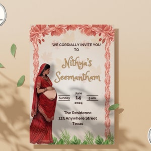 Seemantham Digital Invite, Sreemantham Invitation Template, Valaikappu ...