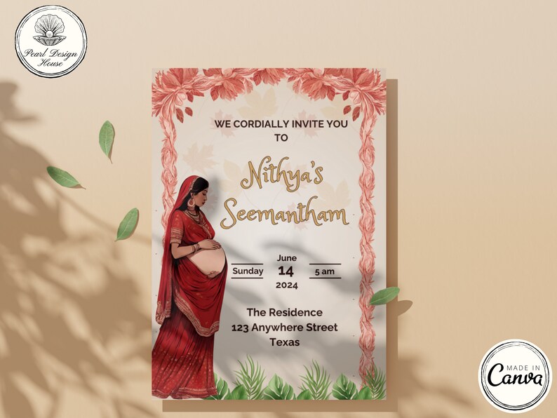 Seemantham Digital Invite, Sreemantham Invitation Template, Valaikappu ...