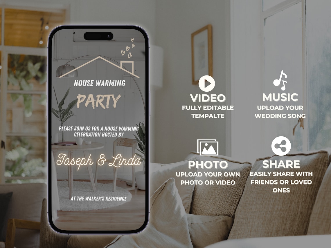 Housewarming Invitation Template, Digital House Warming Invite Video ...