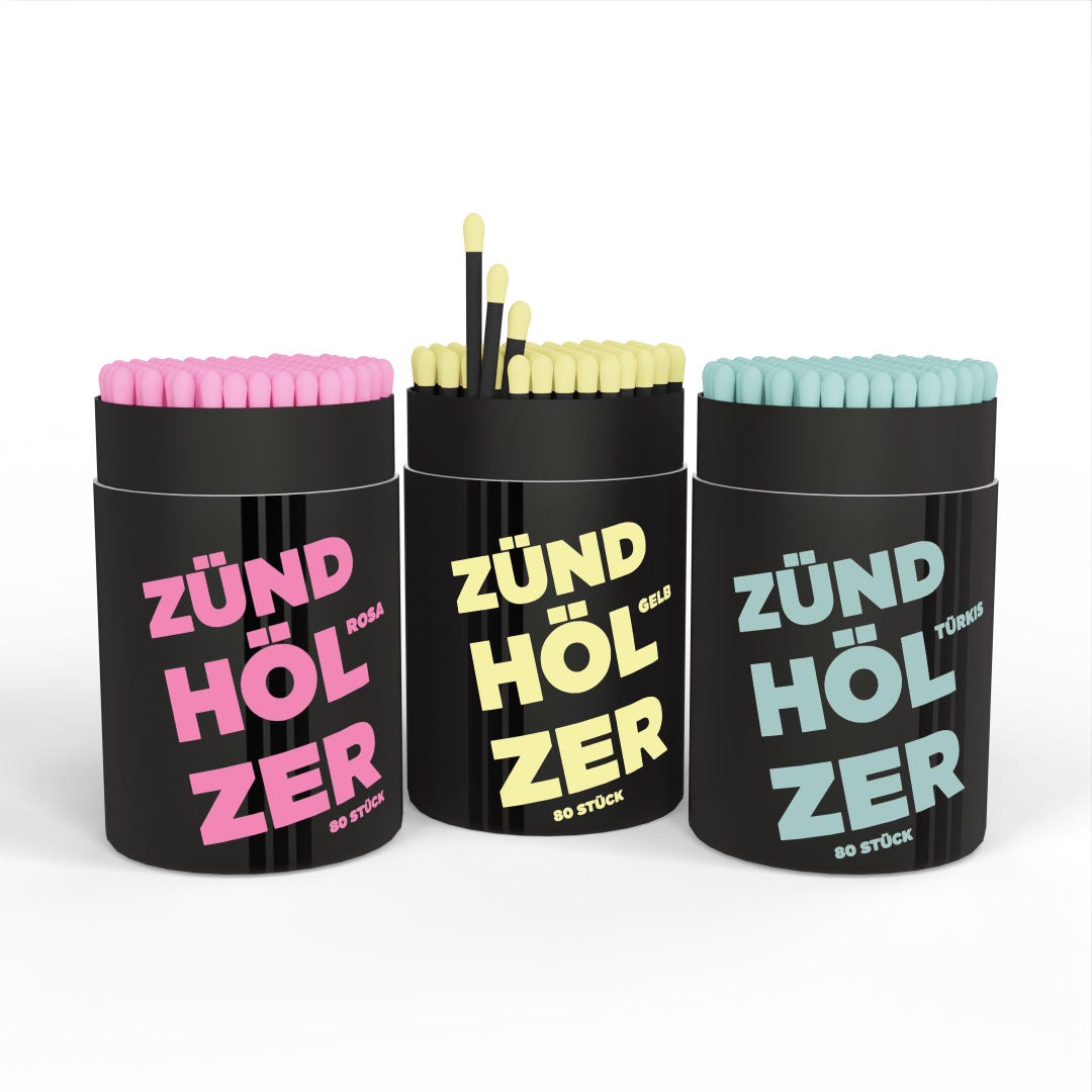 Flundertje Set of 3 Long Matches, Large/colored Designer Matches ...