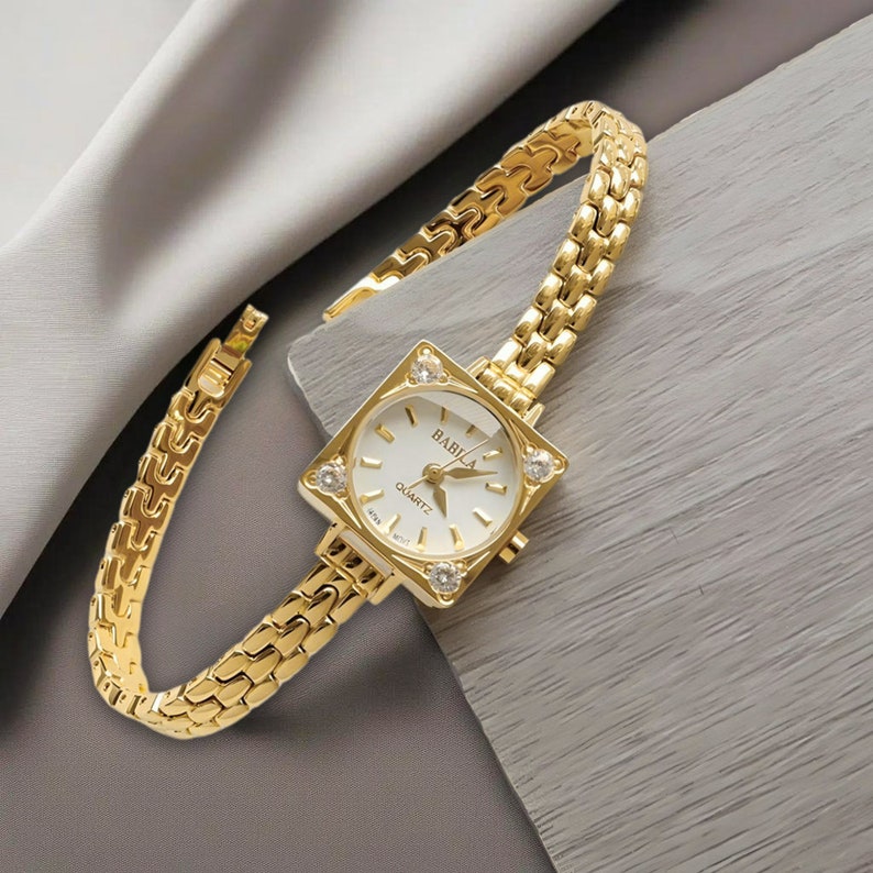 Vintage Square Watch, Womens Gold Watch, Dainty Watch, Cocktail Watch ...