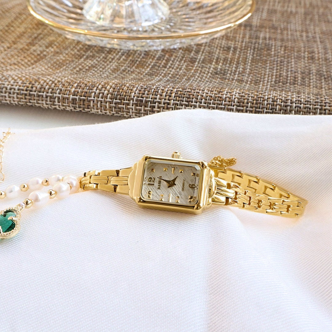 Vintage Square Watch, Womens Gold Watch, Dainty Watch, Cocktail Watch ...