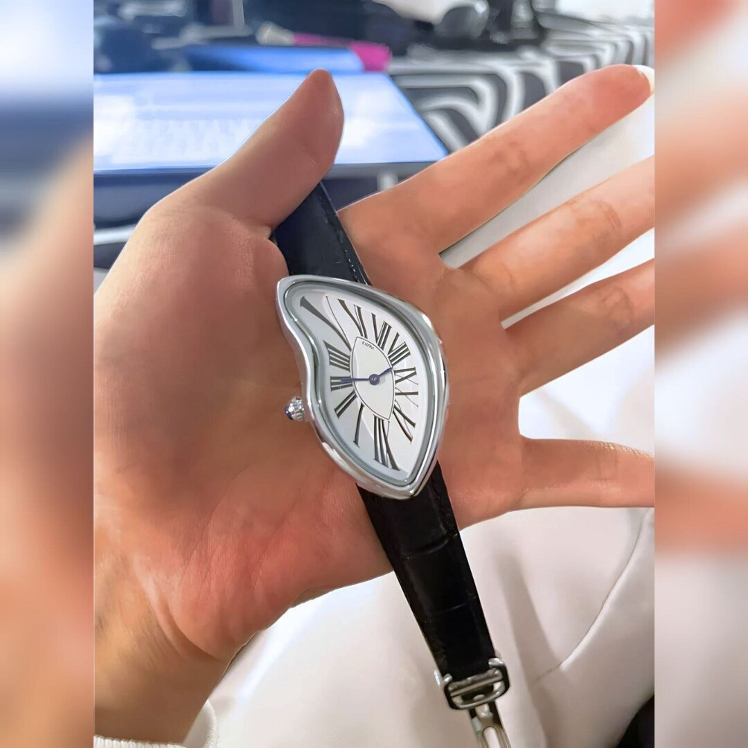 Vintage Watch, Melting Watch, Mens Silver Watch, Crash Watch, Men Watch ...