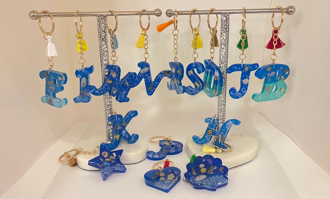Ocean Themed Letter Keychains - Etsy