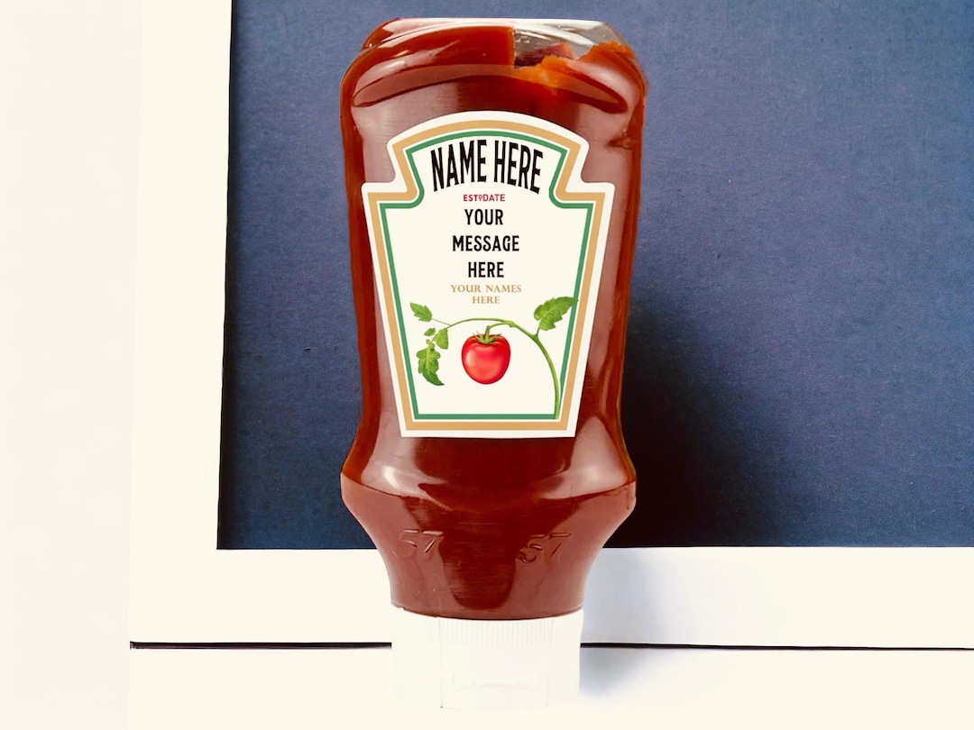 Personalised Tomato Ketchup Label Vinyl Sticker Funny Novelty Gift ...
