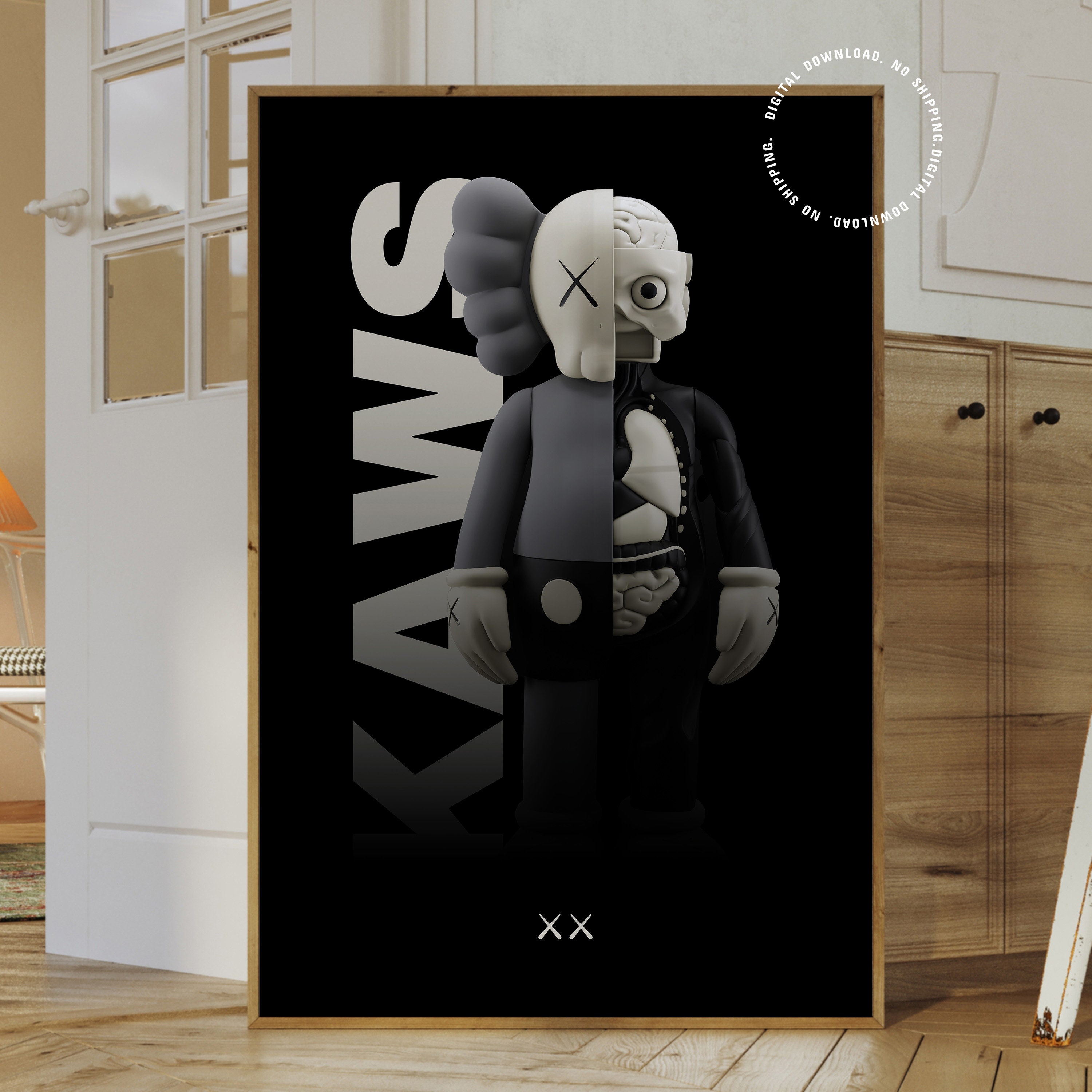 Black Money Kaws Poster Set of 3 Hypebeast Figure Poster Kaws Wall Art ...