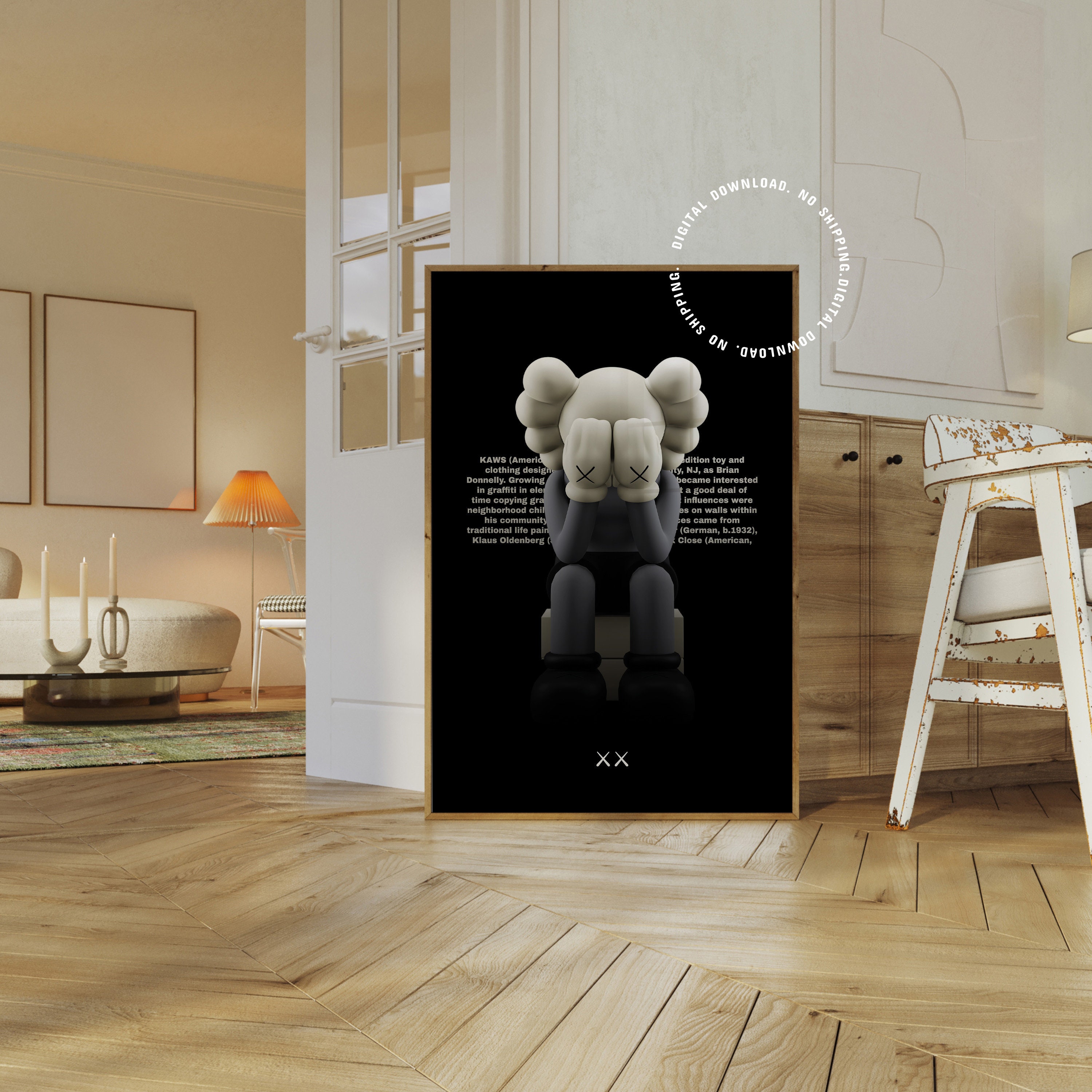 Black Money Kaws Poster Set of 3 Hypebeast Figure Poster Kaws Wall Art ...