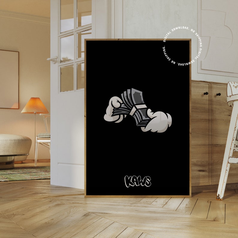 Black Money Kaws Poster Set of 3 Hypebeast Figure Poster Kaws Wall Art ...