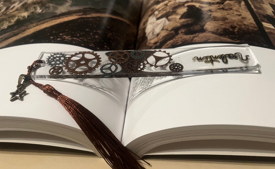 Personalized Bookmark, With Metal Cogs, Homemade, Original Gift Idea ...