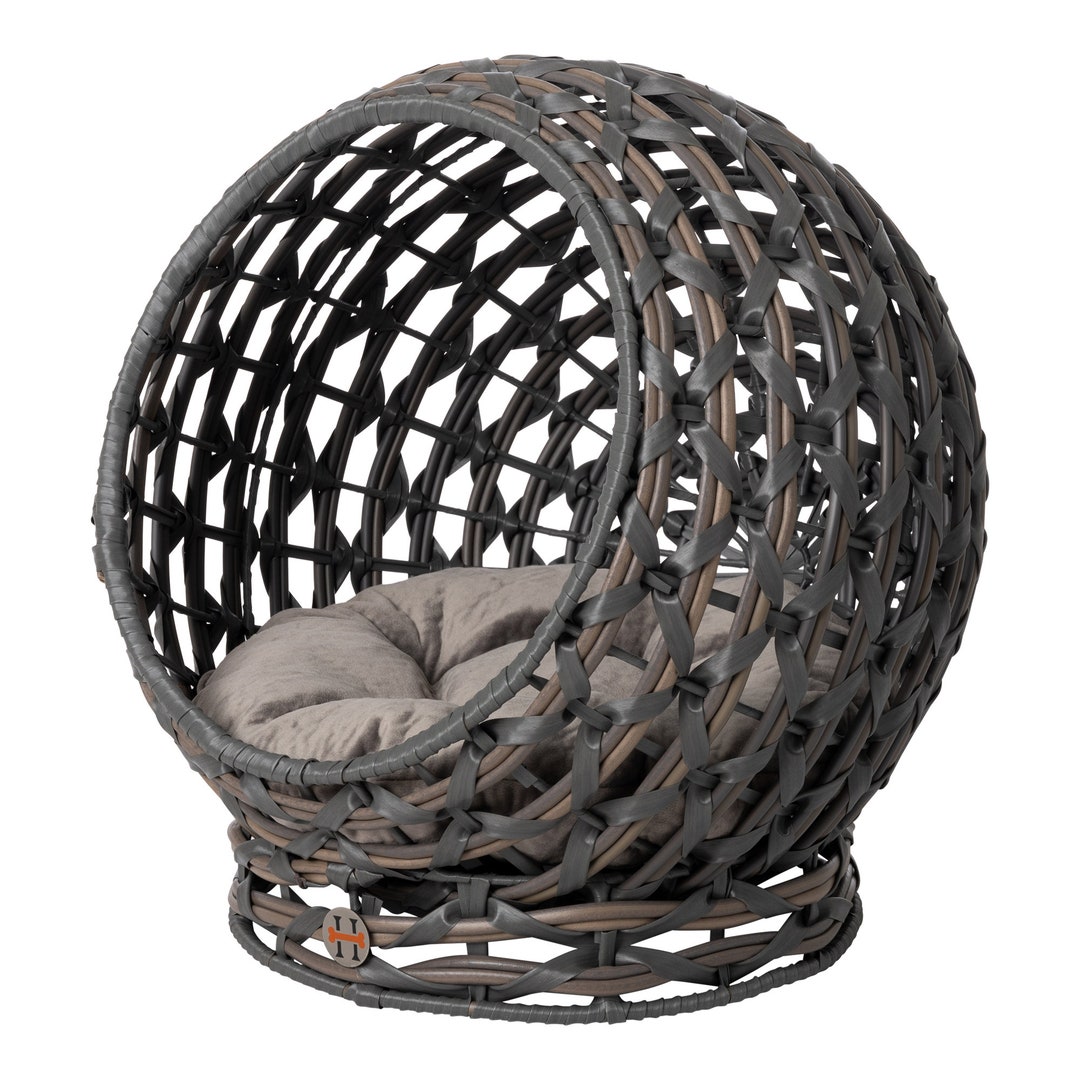 Huntley Pet Hemisphere Rattan Pet Bed, Elevated With Cushion - Etsy