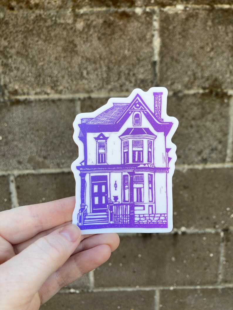 Victorian Architecture Art Vinyl Sticker in Purple Ombre - Etsy