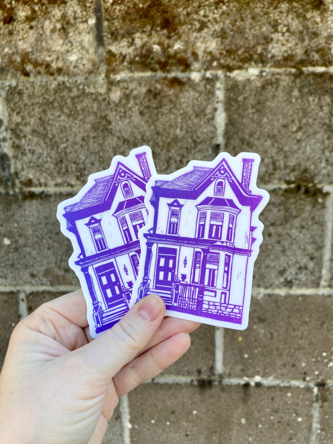 Victorian Architecture Art Vinyl Sticker in Purple Ombre - Etsy